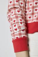 China Red White Basic Tops Checkerboard Heart Jacquard V Neck Cropped Top Cropped Knit for sale