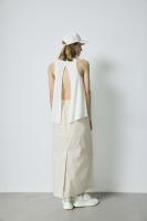 China White Back Fashion Vest Cutout Tank Top 24 - 29in  Off White Wrinkled Midi Skirt for sale