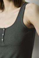 China Heathered Charcoal Cropped Tank Top  Warm Womens Henley for sale
