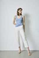 China Custom Sky Blue Fashion Vest Ribbed U Neck Slim Fit Tank Top Soft Stretch Knit Fabric for sale