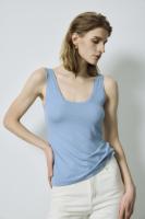 China Custom Sky Blue Fashion Vest Ribbed U Neck Slim Fit Tank Top Soft Stretch Knit Fabric for sale