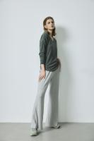 China Cotton Polyester Basic Tops V Neck Long Sleeved Shirt Moisture Wicking Fabric for sale
