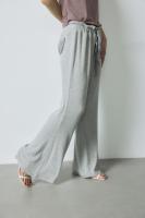 China Pink Basic Tops Dolman Sleeve Shirt Ribbed T Shirt Grey Flare Pants Set for sale