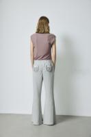 China Pink Basic Tops Dolman Sleeve Shirt Ribbed T Shirt Grey Flare Pants Set for sale