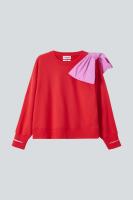 China Vibrant Red Cotton Fleece Sweatshirt for Women for sale