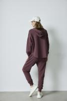 China Custom Burgundy  Sweatshirt Sportswear Oversized Half Zip Hoodie Outdoor Set for sale
