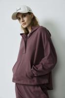 China Custom Burgundy  Sweatshirt Sportswear Oversized Half Zip Hoodie Outdoor Set for sale
