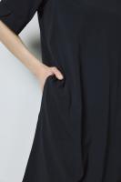 China Polyester Blend Half Sleeve Dress Navy Oversized Side Pocket Shift Dress for sale
