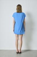 China Bright Blue Short Sleeve Mini Dress Relaxed Fit Short Cotton Sundresses 180gsm for sale