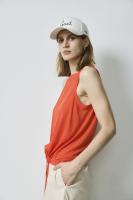 China 100% Wool Coral Fashion Vest Red Sleeveless Top Beige Maxi Skirt Set for sale