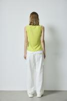 China Lime Green Basic Tops Ribbed Sleeveless Crop Top White Cargo Pants Set 102cm for sale