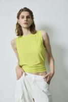 China Lime Green Basic Tops Ribbed Sleeveless Crop Top White Cargo Pants Set 102cm for sale