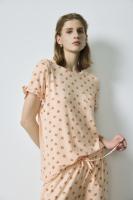 China Custom 100% Silk Micro Floral Print Pajama Set for sale