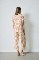 China Custom 100% Silk Micro Floral Print Pajama Set for sale