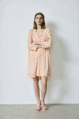 China 6A 19mm Mulberry Silk Floral Print Midi Length Sleep Shirt Dress for sale