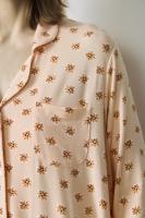 China 6A 19mm Mulberry Silk Floral Print Midi Length Sleep Shirt Dress for sale