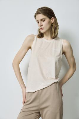 China Custom 100% Silk Beige Minimalist Lightweight Sleeveless Tank Top for sale