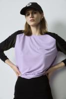 China Custom Color Basic Tops Block Oversized Raglan Sleeve Tee Lilac Black Casual Top for sale