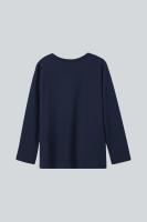 China Navy Blue Beaded Embellished Neckline Long Sleeve Blouse Wrinkle Resistant for sale