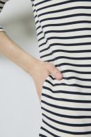 China Oversized 3 4 Sleeve Cotton Dress  Black And White Striped Cotton Dress for sale