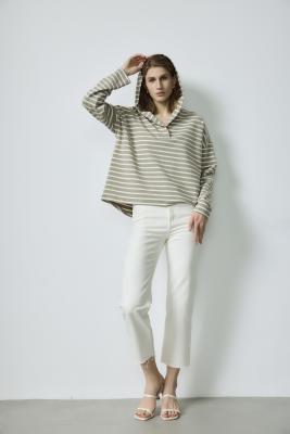 China Loop Fabric Soft Striped Hoodie Gentle On Skin Sweatshirt for sale