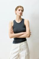 China Heathered Fashion Vest Charcoal Slim Fit Ribbed Black  Racerback Tank Top for sale
