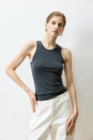 China Heathered Fashion Vest Charcoal Slim Fit Ribbed Black  Racerback Tank Top for sale