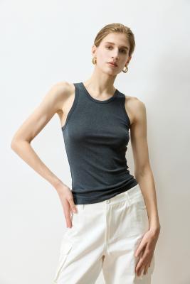 China Heathered Fashion Vest Charcoal Slim Fit Ribbed Black  Racerback Tank Top for sale