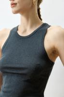 China Heathered Fashion Vest Charcoal Slim Fit Ribbed Black  Racerback Tank Top for sale