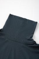 China High Breathability Merino Wool Underwear Womens Heathered Slate Blue Turtleneck Base Layer for sale