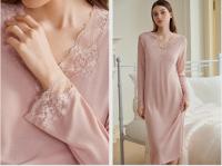 China Lace V-Neck Sleep Dress, Wool & Silk for sale