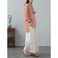 China Embroidered Linen Wide-Leg Pants Set for sale