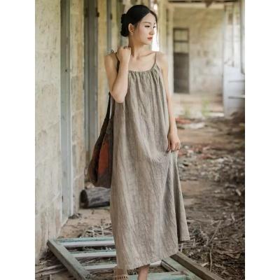 China Ramie Tie-Dye Maxi Dress (Free Size) for sale