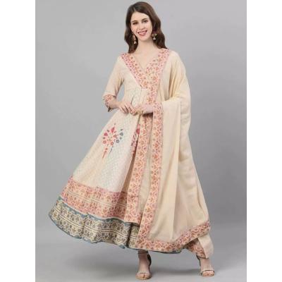 China Indian Cotton Print Dress & Shawl Set (Women) for sale