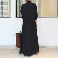 China Cotton Linen Maxi Shirt Dress - Loose A-Line Long Sleeve for sale