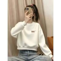 China Fleece-Lined Crewneck Sweatshirt - Women's Short Casual Pullover for sale