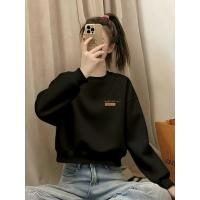 China Fleece-Lined Crewneck Sweatshirt - Women's Short Casual Pullover for sale
