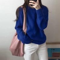 China Soft Knit Crewneck Sweater - Women's Cozy Loose-Fit Pullover for sale