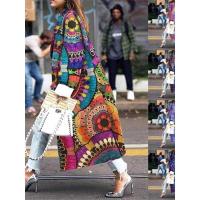 China Long Printed Trench Coat - Women's Double-Breasted Floral Overcoat for sale