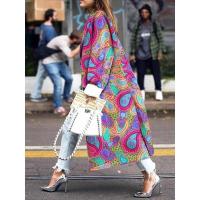 China Long Printed Trench Coat - Women's Double-Breasted Floral Overcoat for sale