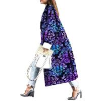China Long Printed Trench Coat - Women's Double-Breasted Floral Overcoat for sale