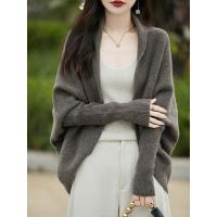 China 100% Wool Batwing Cardigan - Women's Cocoon Cape-Style Open-Front Sweater for sale