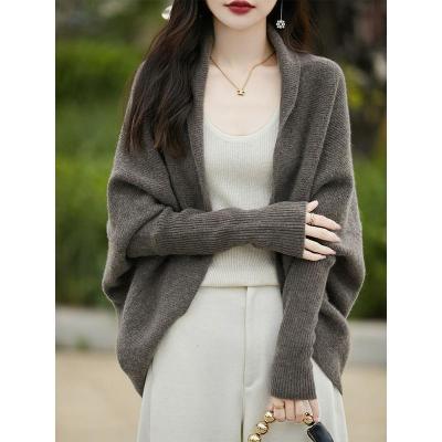 China 100% Wool Batwing Cardigan - Women's Cocoon Cape-Style Open-Front Sweater for sale