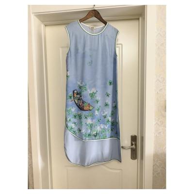 China Chinese-Style Silk Floral Dress - Women's Sleeveless A-Line Midi Dress for sale