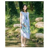 China Chinese-Style Silk Floral Dress - Women's Sleeveless A-Line Midi Dress for sale