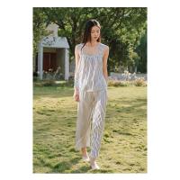 China Striped Silk Tank & Shorts Pajama Set - Women's Lightweight Summer Lounge Set for sale
