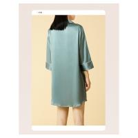 China Shirt-Style Mulberry Silk Sleep Dress - Women's Button-Down Nightgown for sale