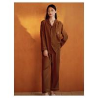 China Dunhuang Art Silk Pajama Set - Women's Embroidered Button-Down Lounge Set for sale
