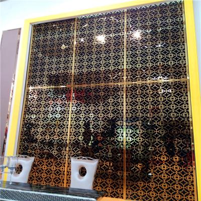 China Arabic design laser cut stainless steel screen partition with PVD bronze color hairline for sale