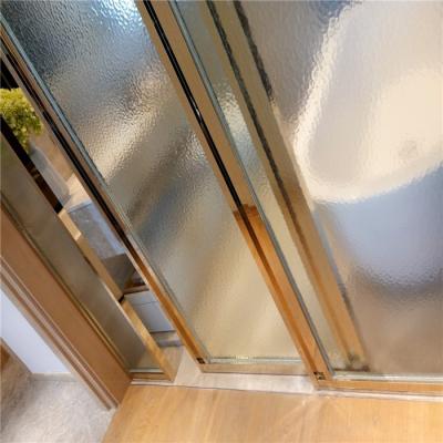 China Hotel bathroom brushed stainless steel rose gold framed glass partition screen for sale